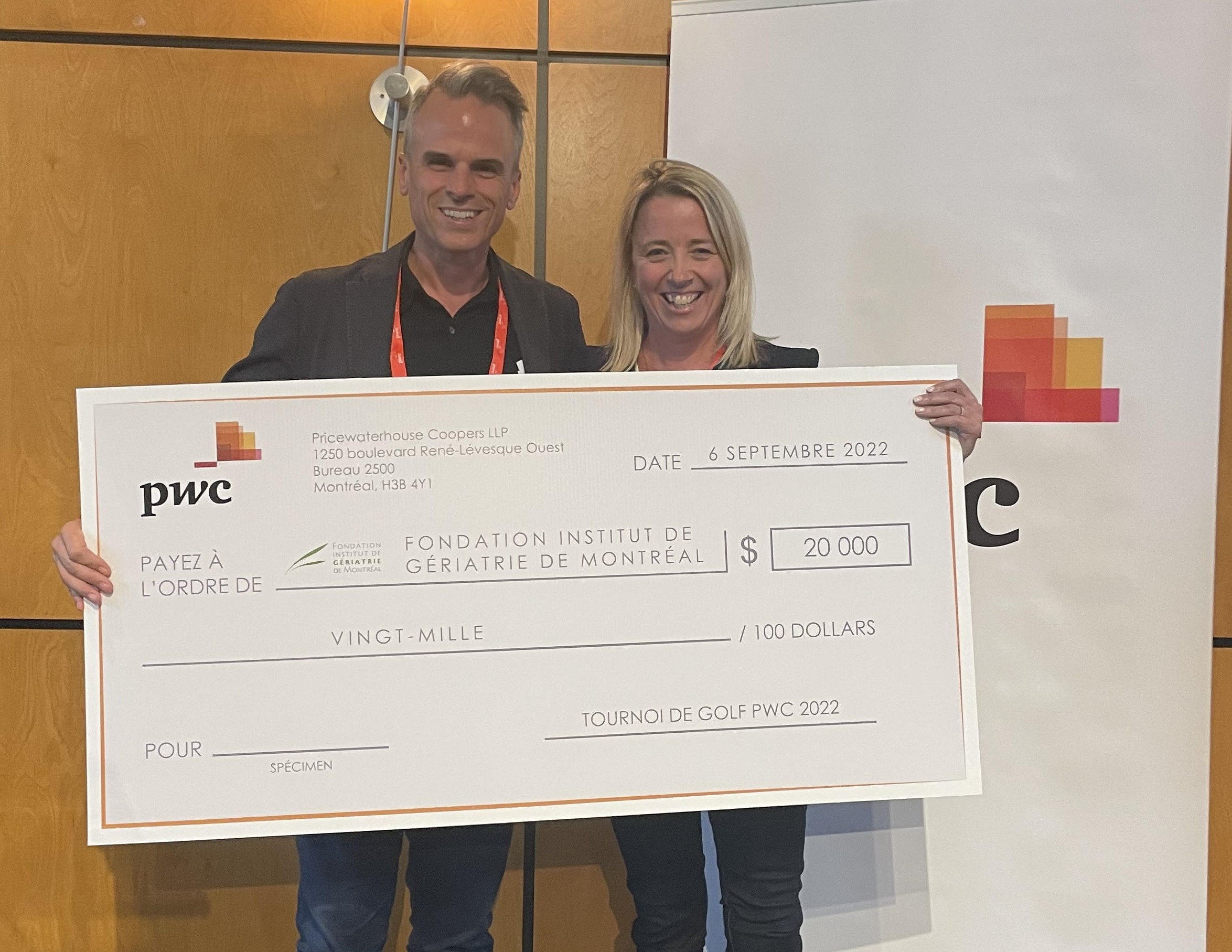 PwC Canada remet 20 000 $ à la Fondation! - Fondation Institut de ...